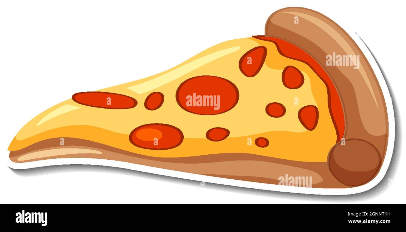 A piece of Italian pizza sticker on white background illustration Stock ...