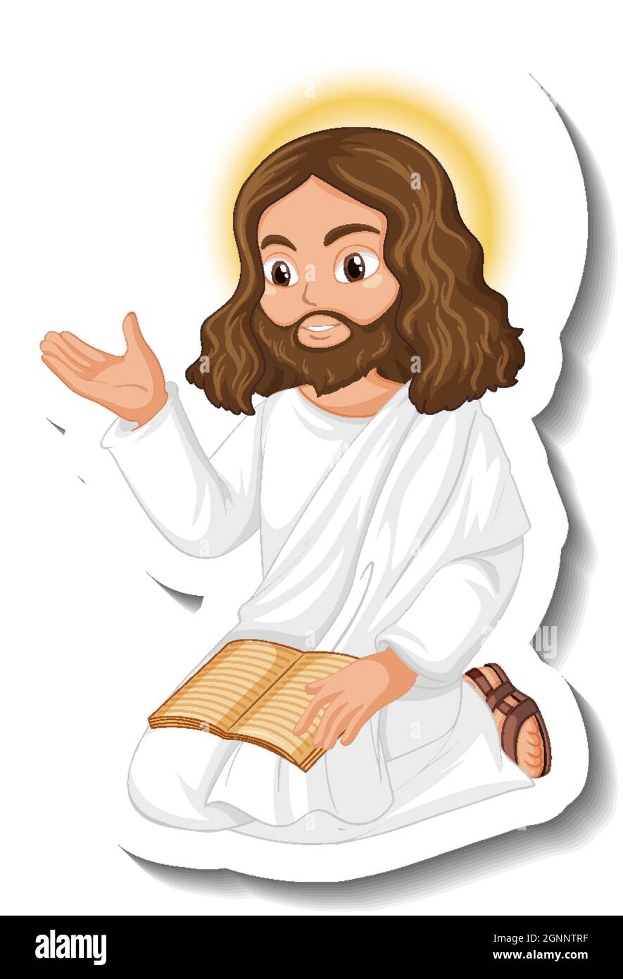 Jesus Christ cartoon character sticker on white background illustration ...