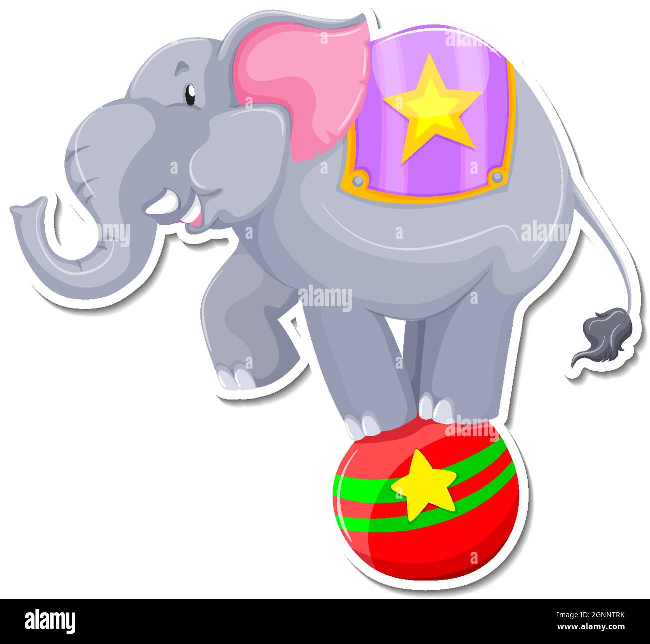A sticker template of elephant cartoon character illustration Stock ...