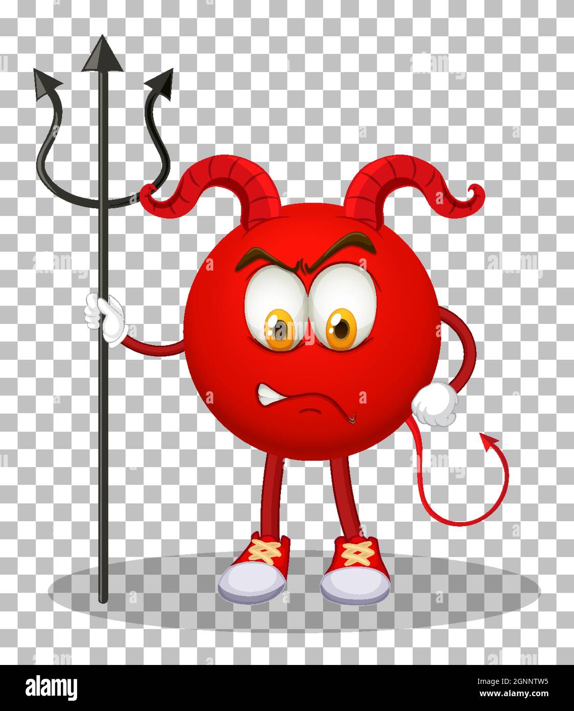 A Red Devil cartoon character with facial expression on transparent ...