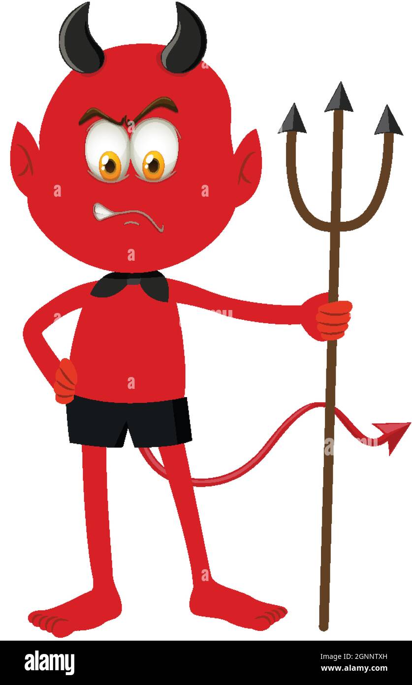 A red devil cartoon character with facial expression illustration Stock ...