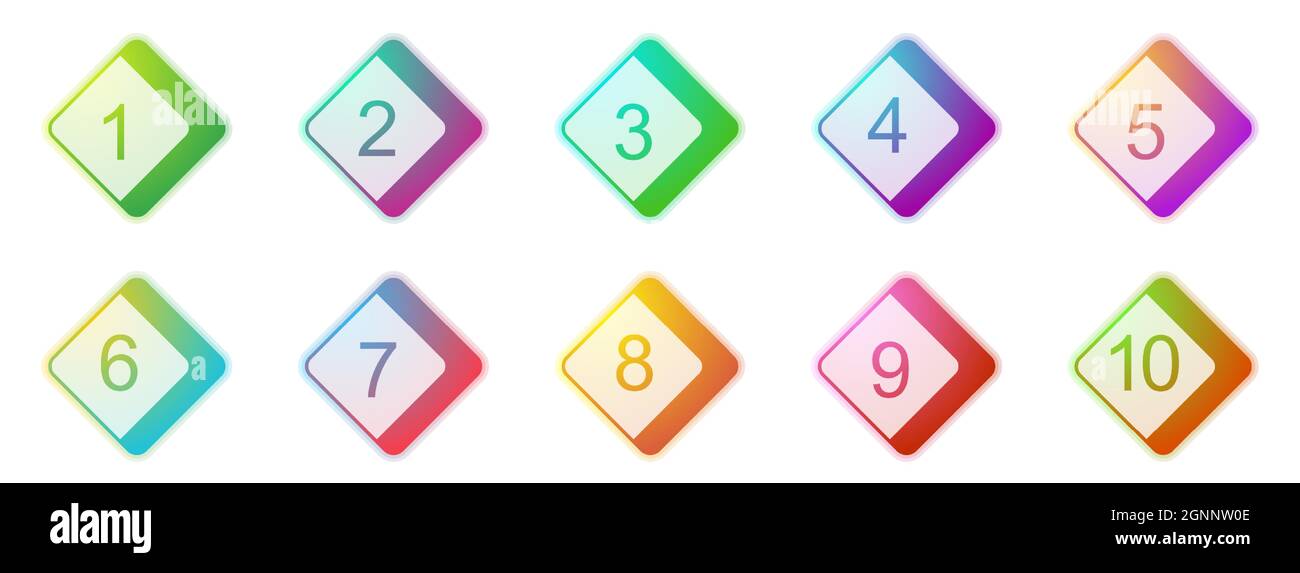 Number bullet points 1 to 10. Colorful 3d markers set. Vector ...