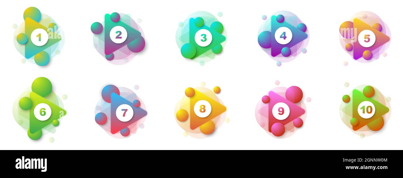 Number bullet points 1 to 10. Creative 3d markers set. Vector ...