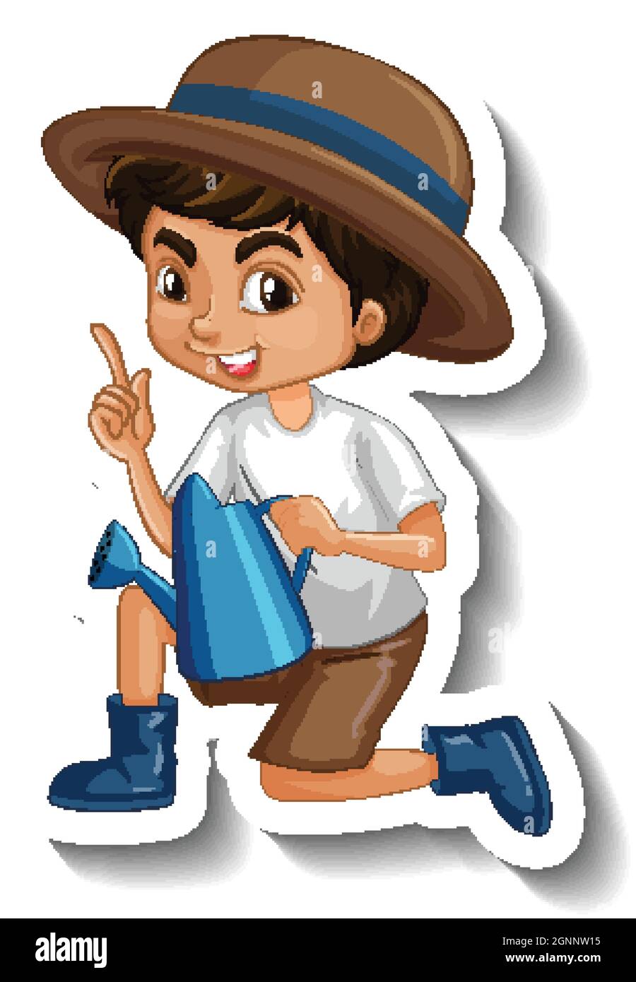 A sticker template of boy cartoon character illustration Stock Vector ...