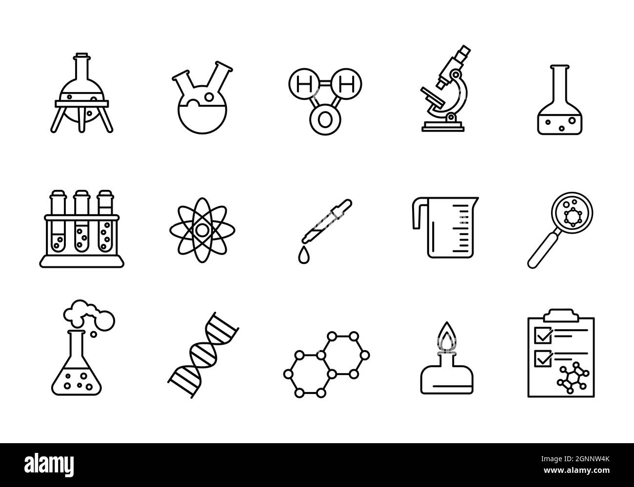 Set of chemistry labaratory icons. Flat pictogram for web. Line stroke ...