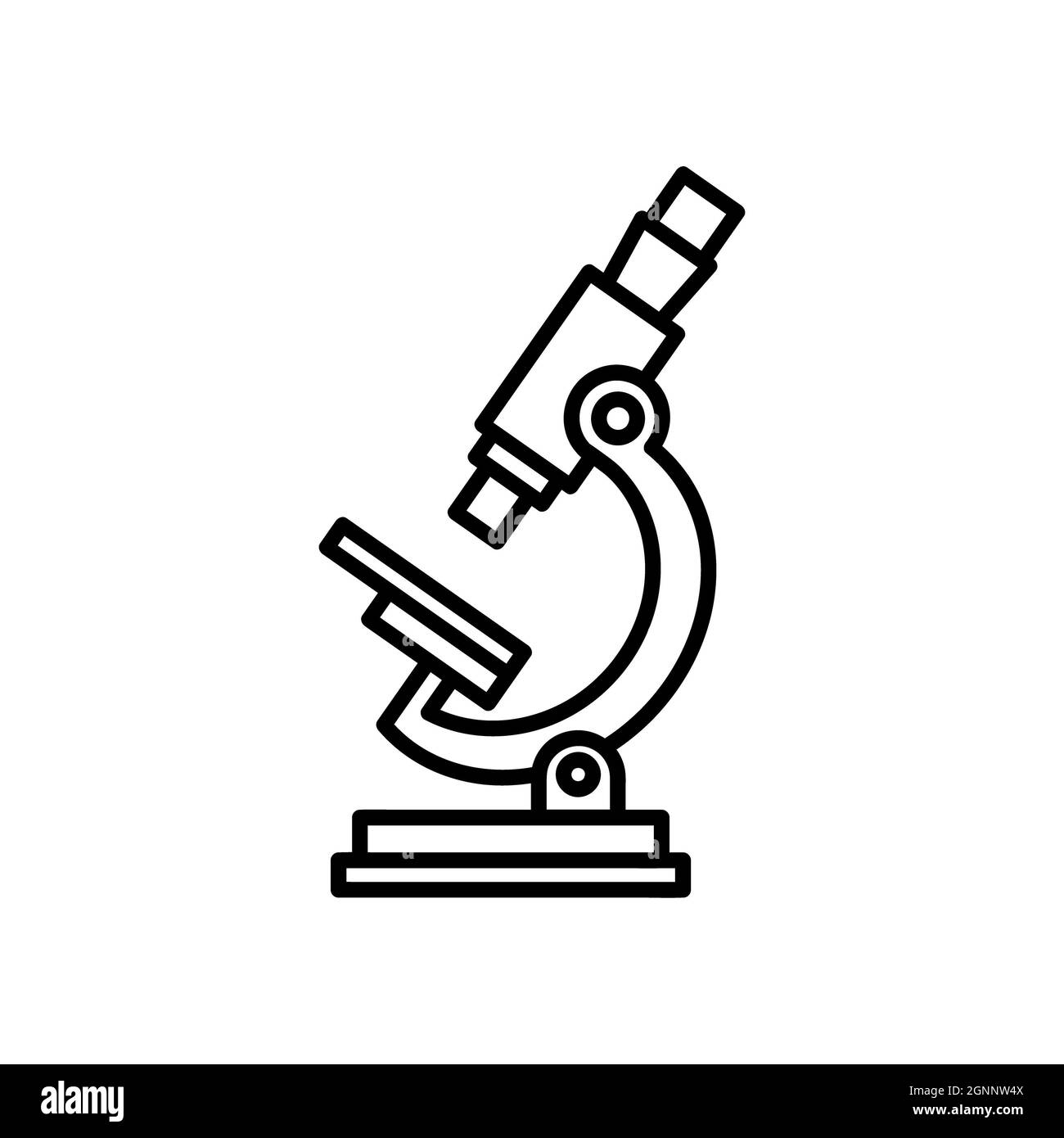 Microscope flat icon. Pictogram for web. Line stroke. Isolated on white ...