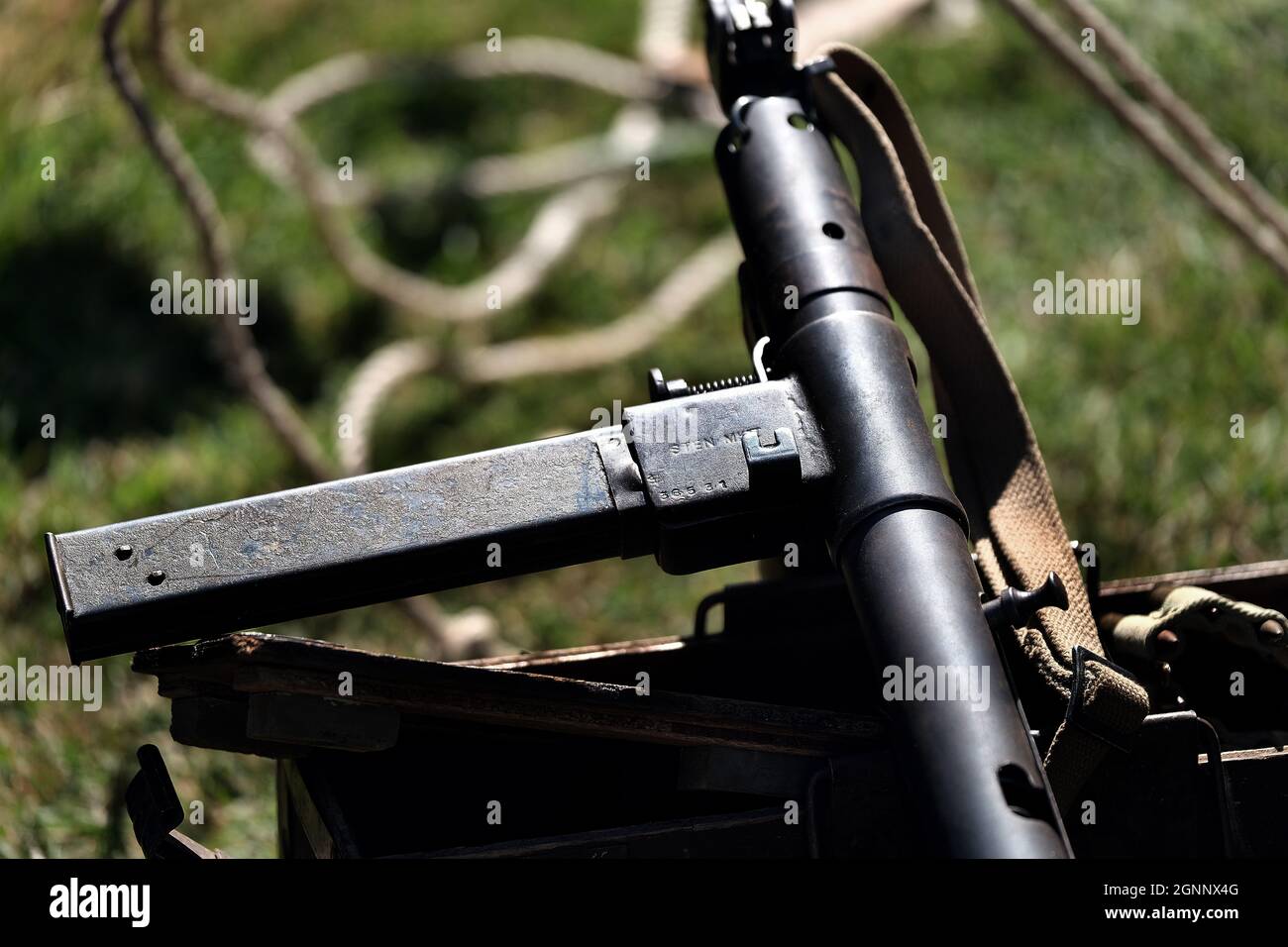 British second world war Sten gun. A cheap pressed steel manufacture ...