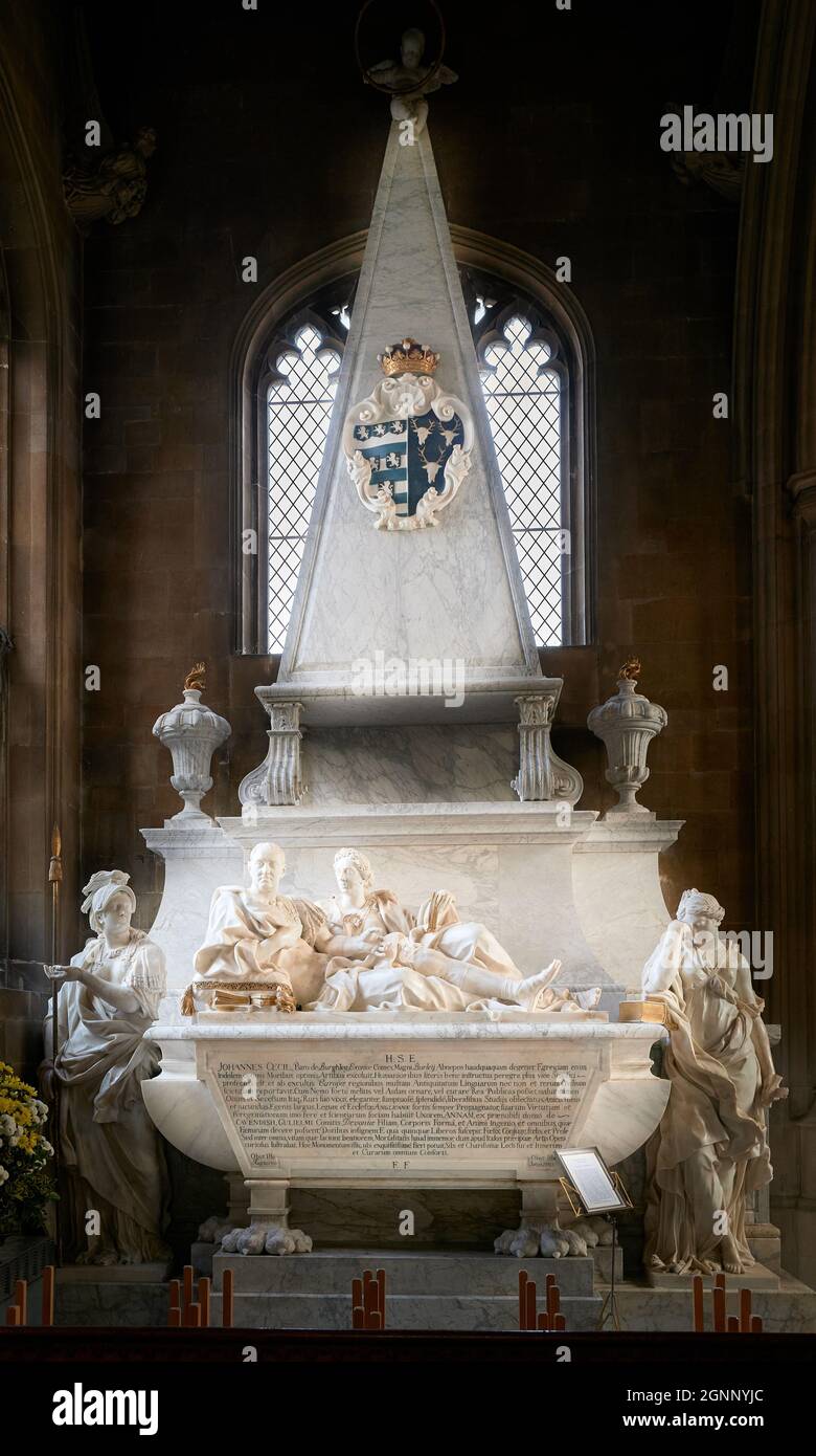 Monument to John Cecil, baron of Burghley, 5th earl of Exeter, in the ...