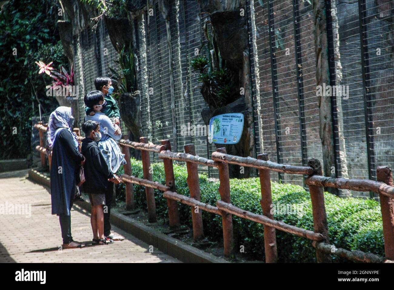 Bandung, Indonesia. 27th Sep, 2021. Visitors seen watching a Tiger ...