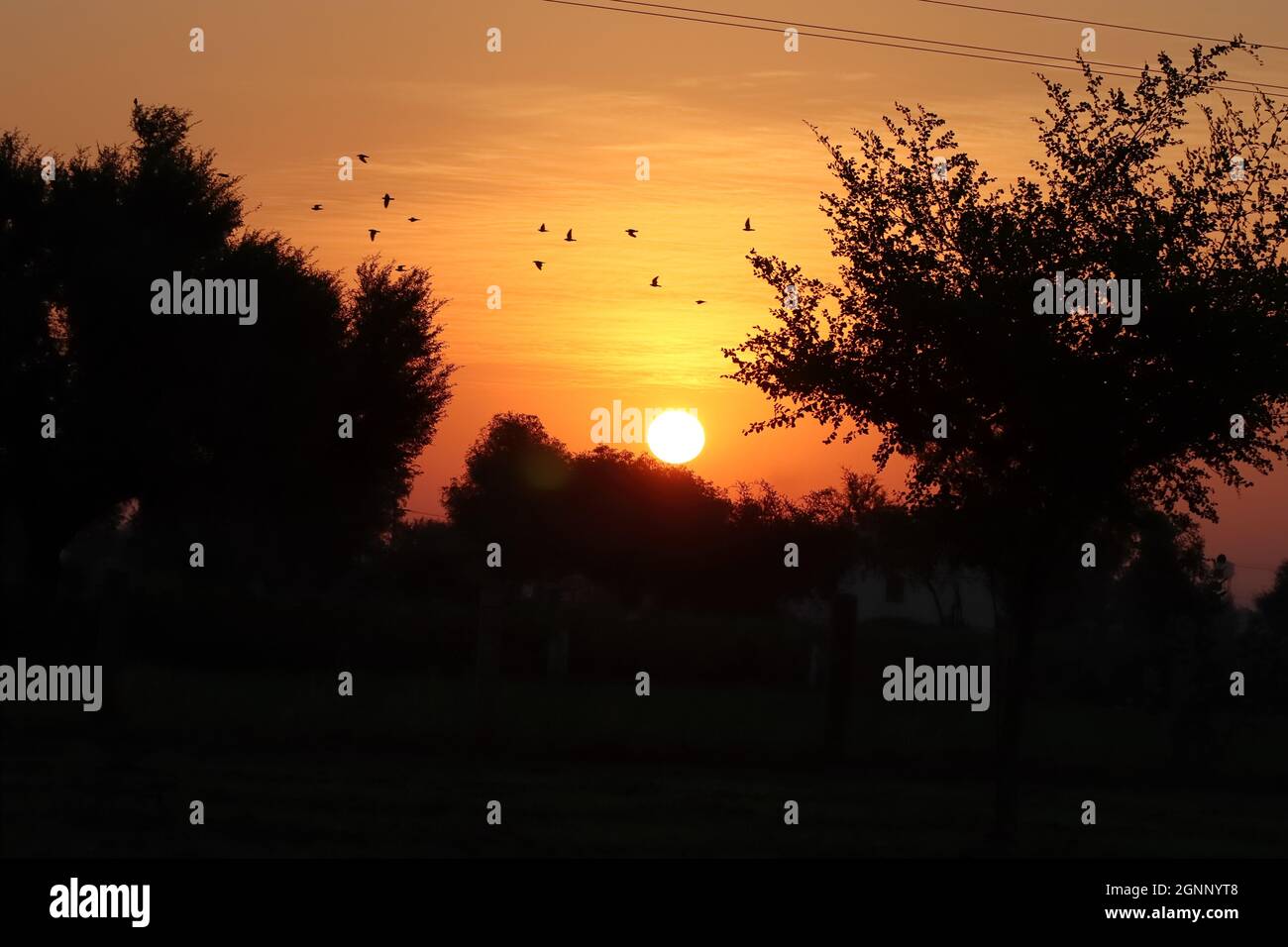 landscape Photograph of a sunrise with a bright half-sun entering the ...