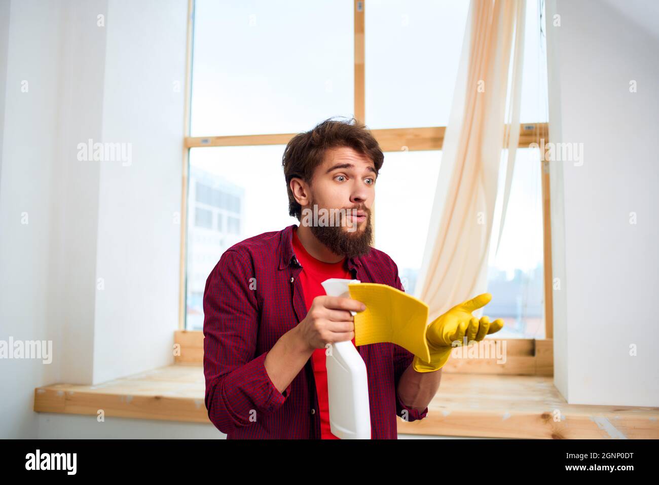 housekeeper cleaning the apartment routine work Stock Photo - Alamy