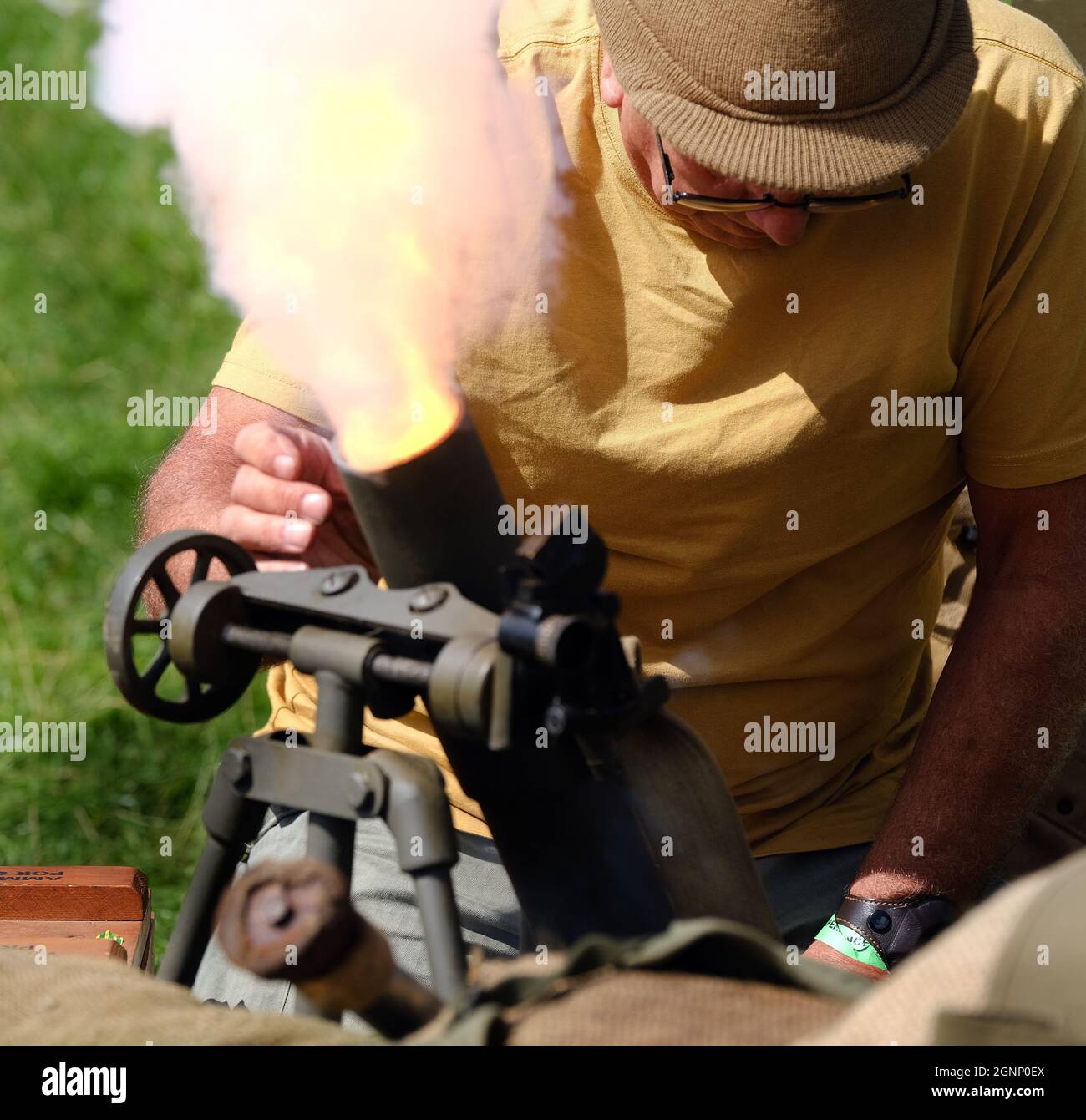 Home made working trench mortar. Working full scale model firing dummy ...