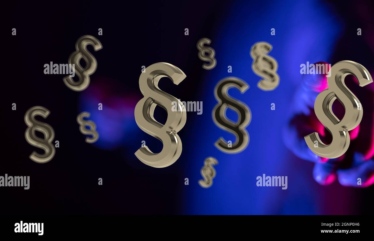 3d rendering of Law and justice. Legal Business Concept with dark blue ...