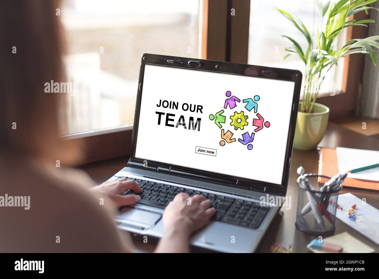 Laptop screen displaying a join our team concept Stock Photo - Alamy