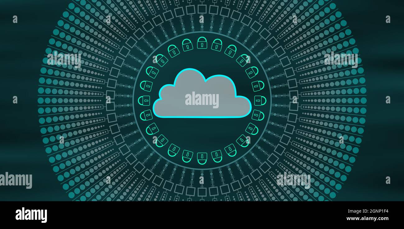 Illustration of a cloud networking concept Stock Photo - Alamy