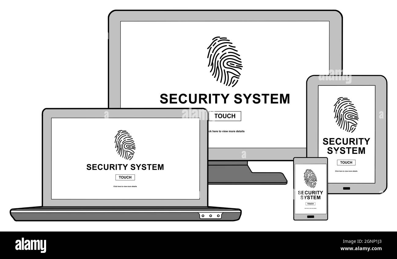 Security system concept shown on different information technology ...