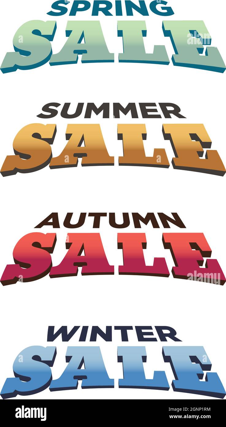 Four typography designs of seasonal sale of spring, summer, autumn and ...