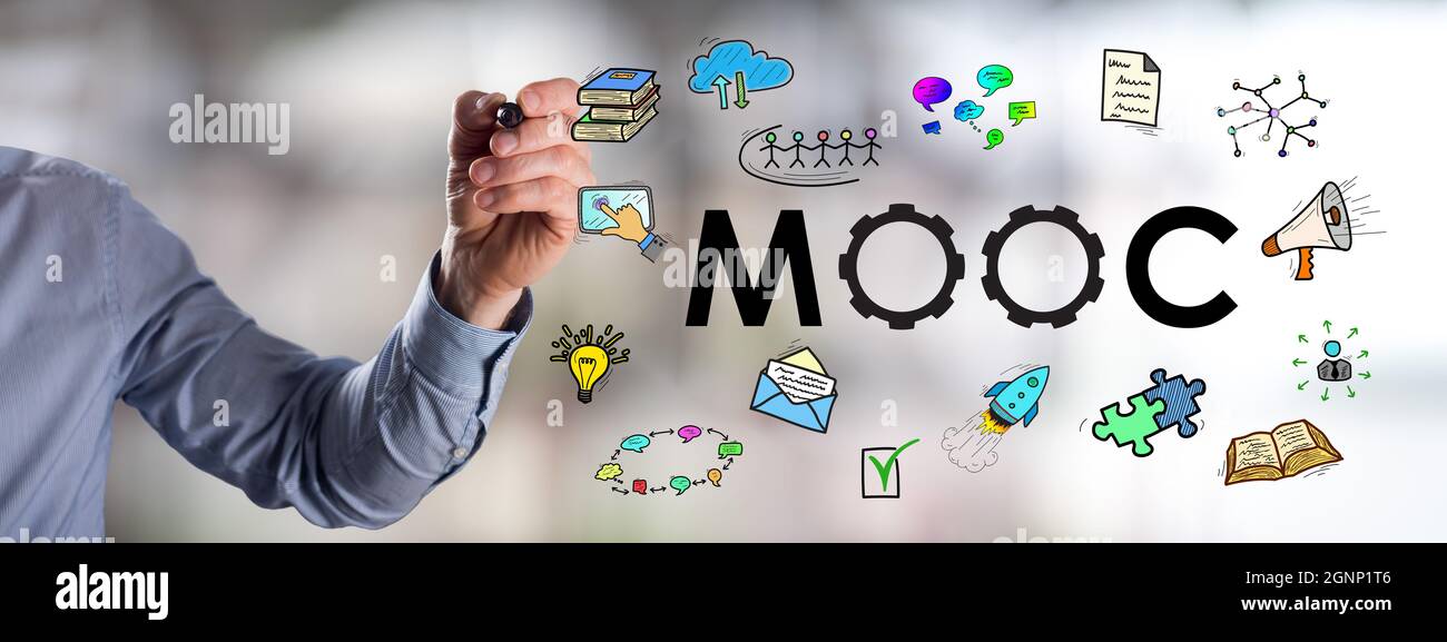 Man drawing a mooc concept Stock Photo - Alamy