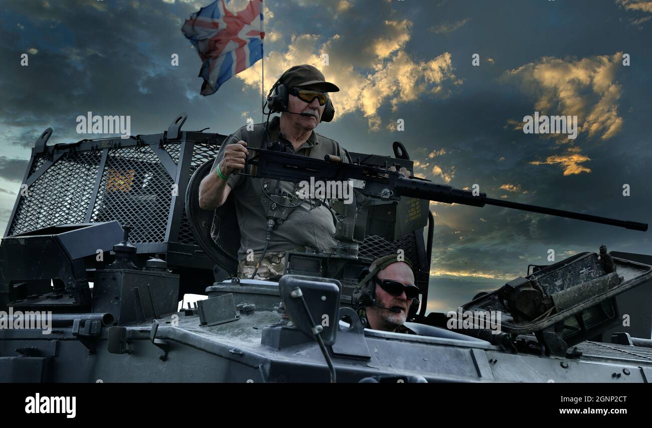 Sherman tank crew with 50 calibre machine gun. Public world war two ...