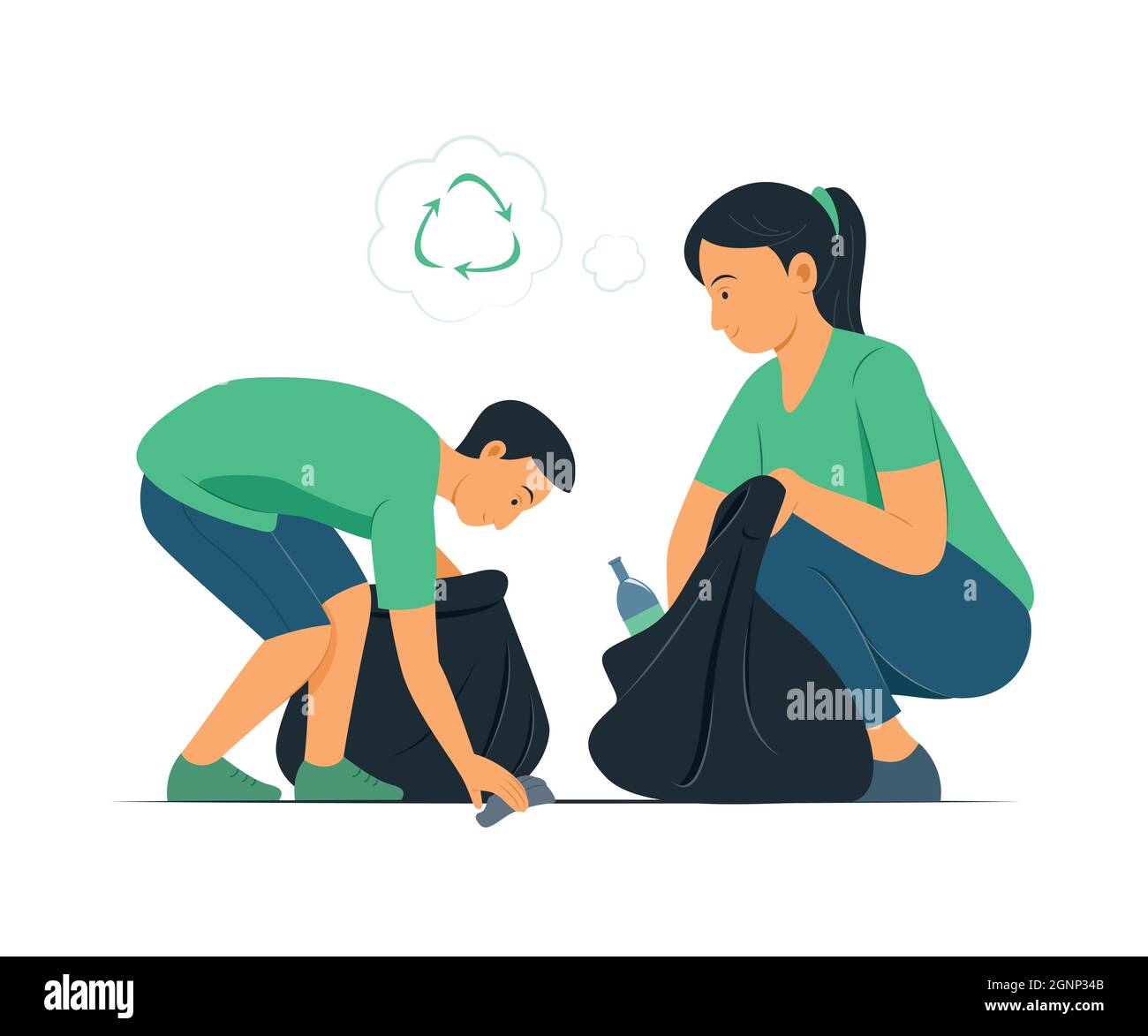 Woman and Boy Pick Up the Waste to Recycle Stock Vector Image & Art - Alamy