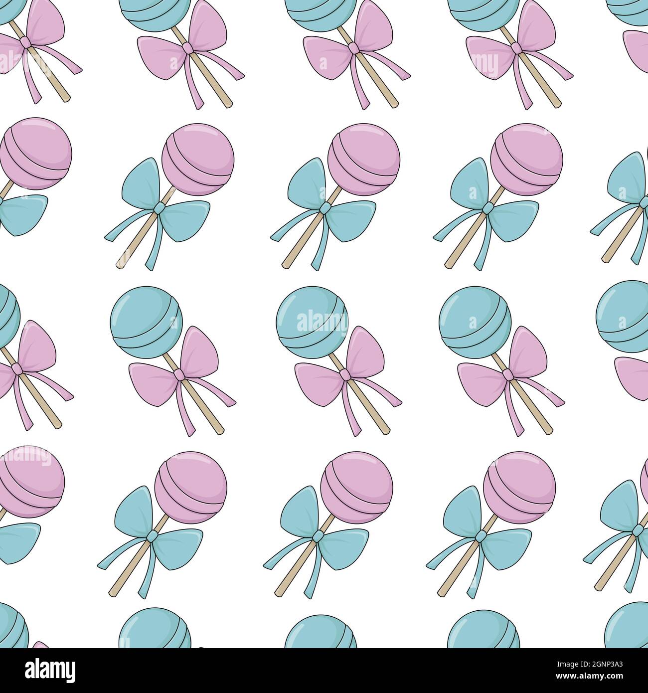 Lollipop seamless pattern. Colorful cartoon illustration on white ...