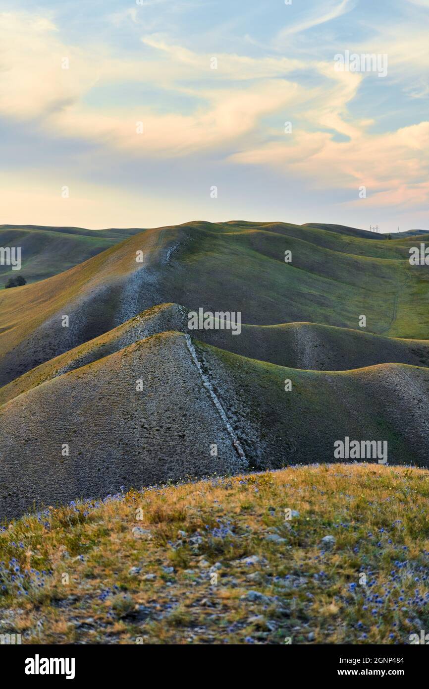 View of the Long Mountains Ridge. The beginning of the Ural mountains ...