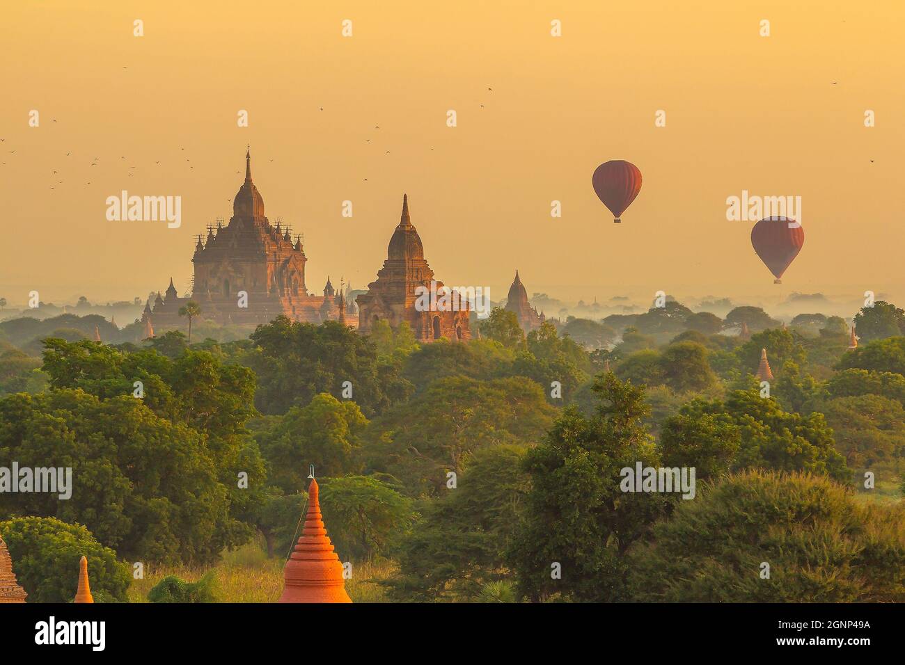 Bagan city downtown skyline cityscape of Myanmar at sunset Stock Photo ...