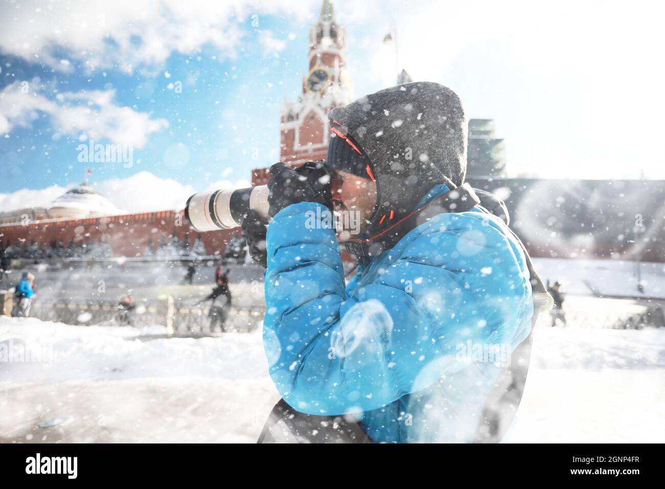 Journey. A tourist with a camera takes photos of beautiful places Stock ...