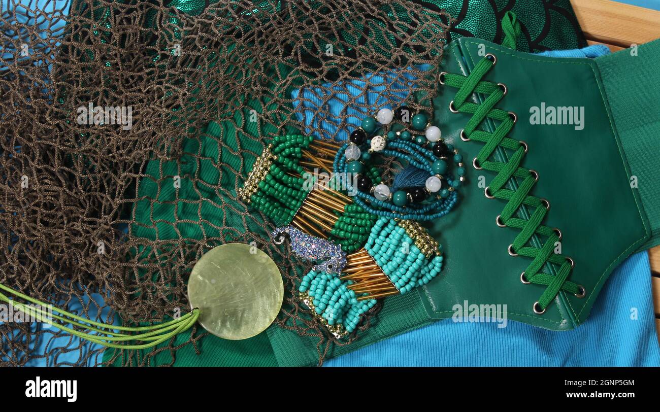Mermaid Fashion With Jewelry and Fishing Net Stock Photo - Alamy