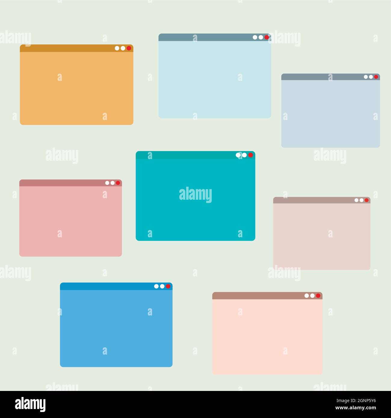 Empty colored windows to group video call, interface for online meeting ...