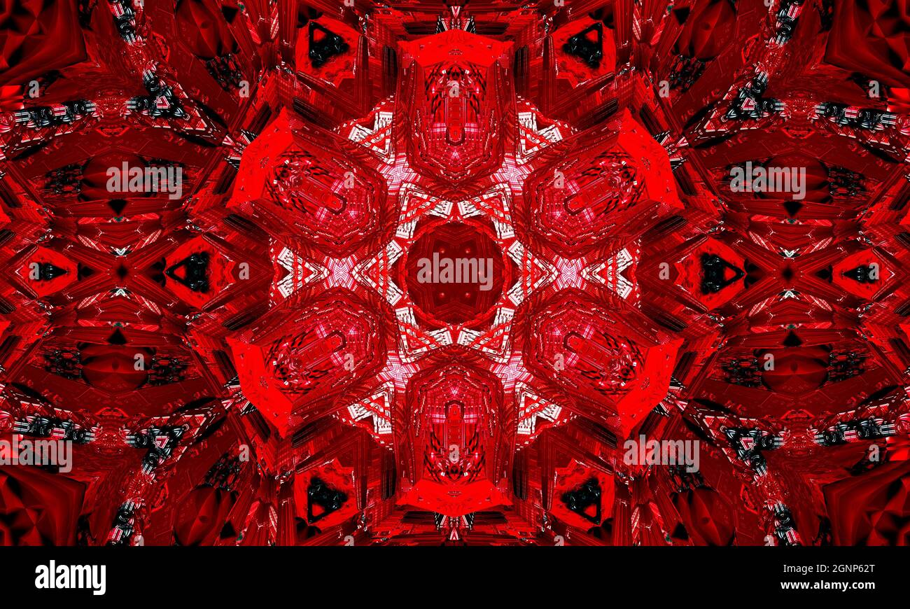 Horror red star kaleidoscope pattern wallpaper design Stock Photo - Alamy