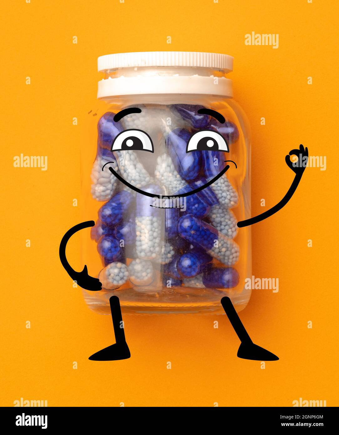 Happy pill capsule cartoon character hi-res stock photography and ...