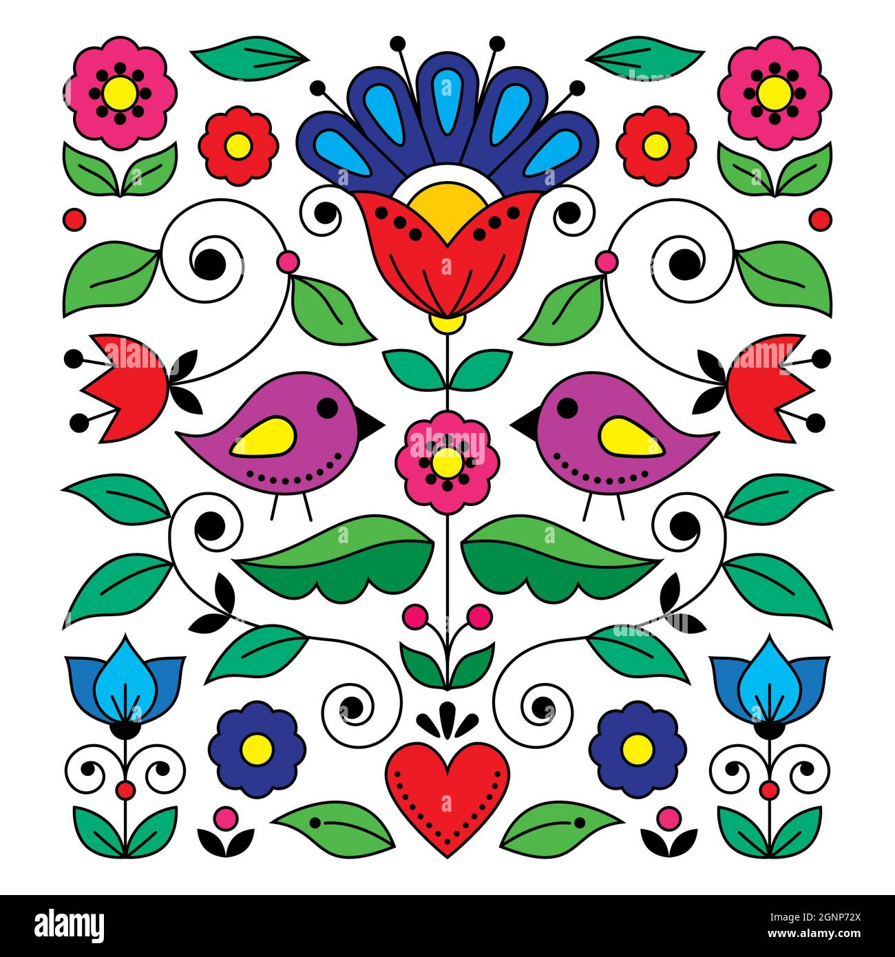 Scandinavian folk art vector greeting card or invitaion design inspired ...