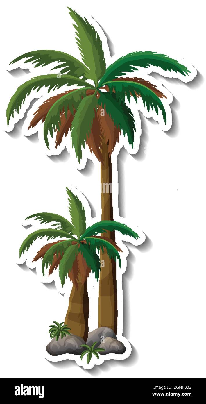 Palm tree sticker on white background illustration Stock Vector Image ...