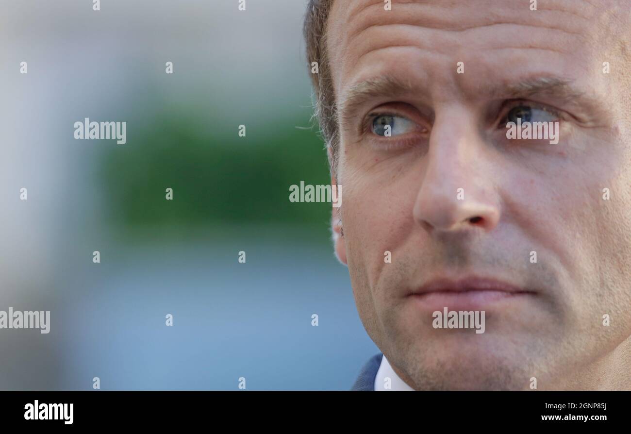 French president Emmanuel Macron at the Elysee Palace in Paris, France ...