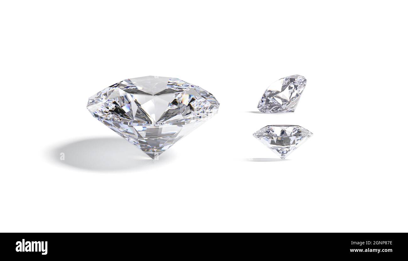 Blank sparkle diamond jewel mock up, different views, 3d rendering ...