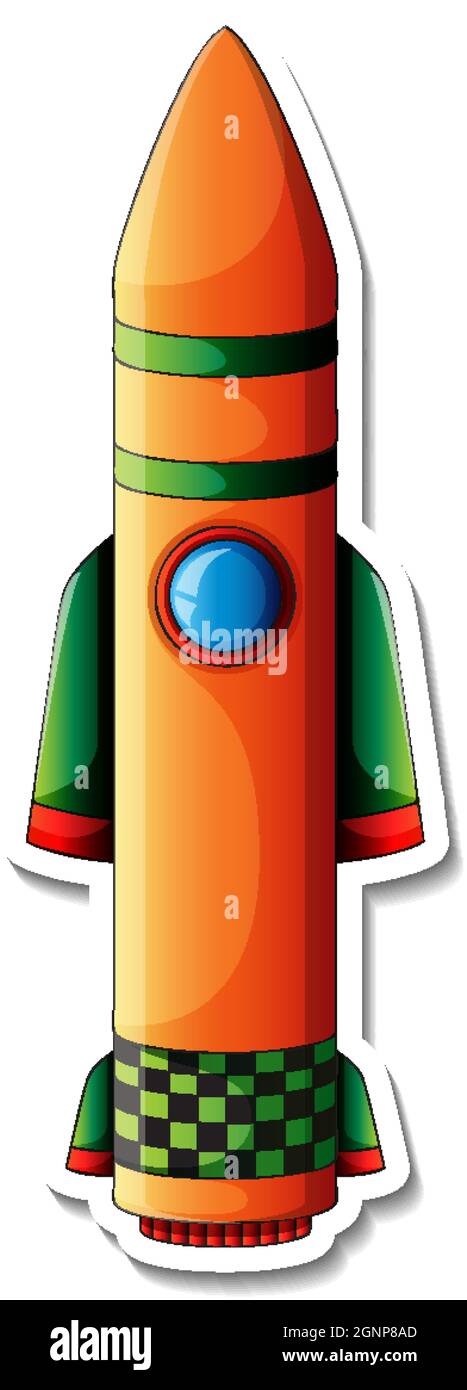 A sticker template with Rocket Space Cartoon isolated illustration ...