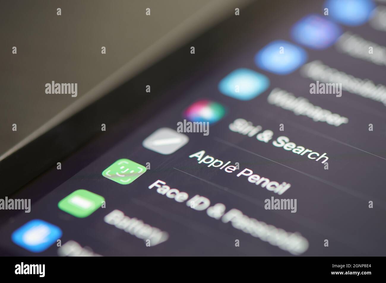New york, USA - September 24 2021: Apple tablet settings menu on ipad ...