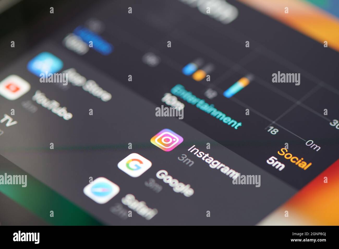 New york, USA - September 24 2021: Time spend on mobile apps in ...