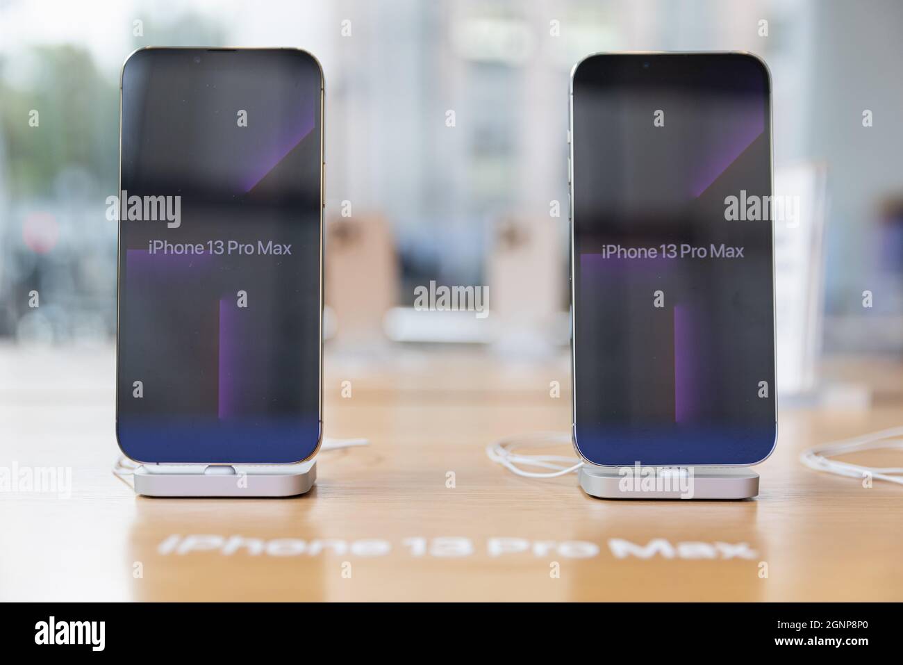 iPhone 13 Pro Max smartphones seen displayed inside an Apple Store in ...