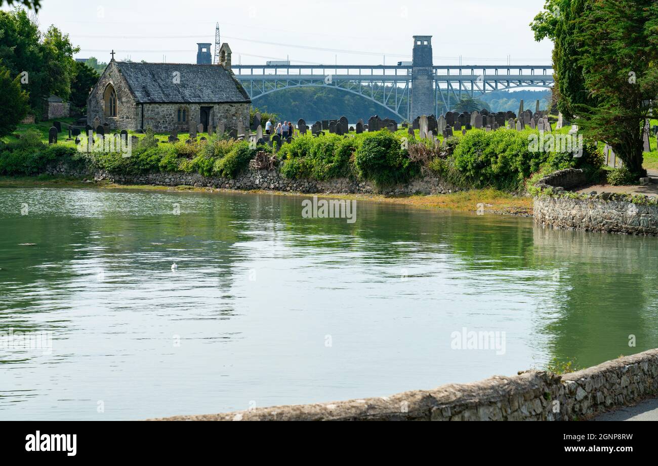 St Tysilio's Church, Church Island, Menai Bridge, Anglesey. Taken in ...