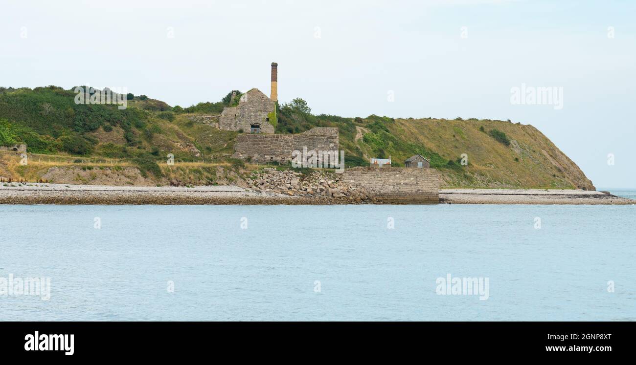 Old works at the old Penmon Quarry, Anglesey, North Wales. Taken in ...