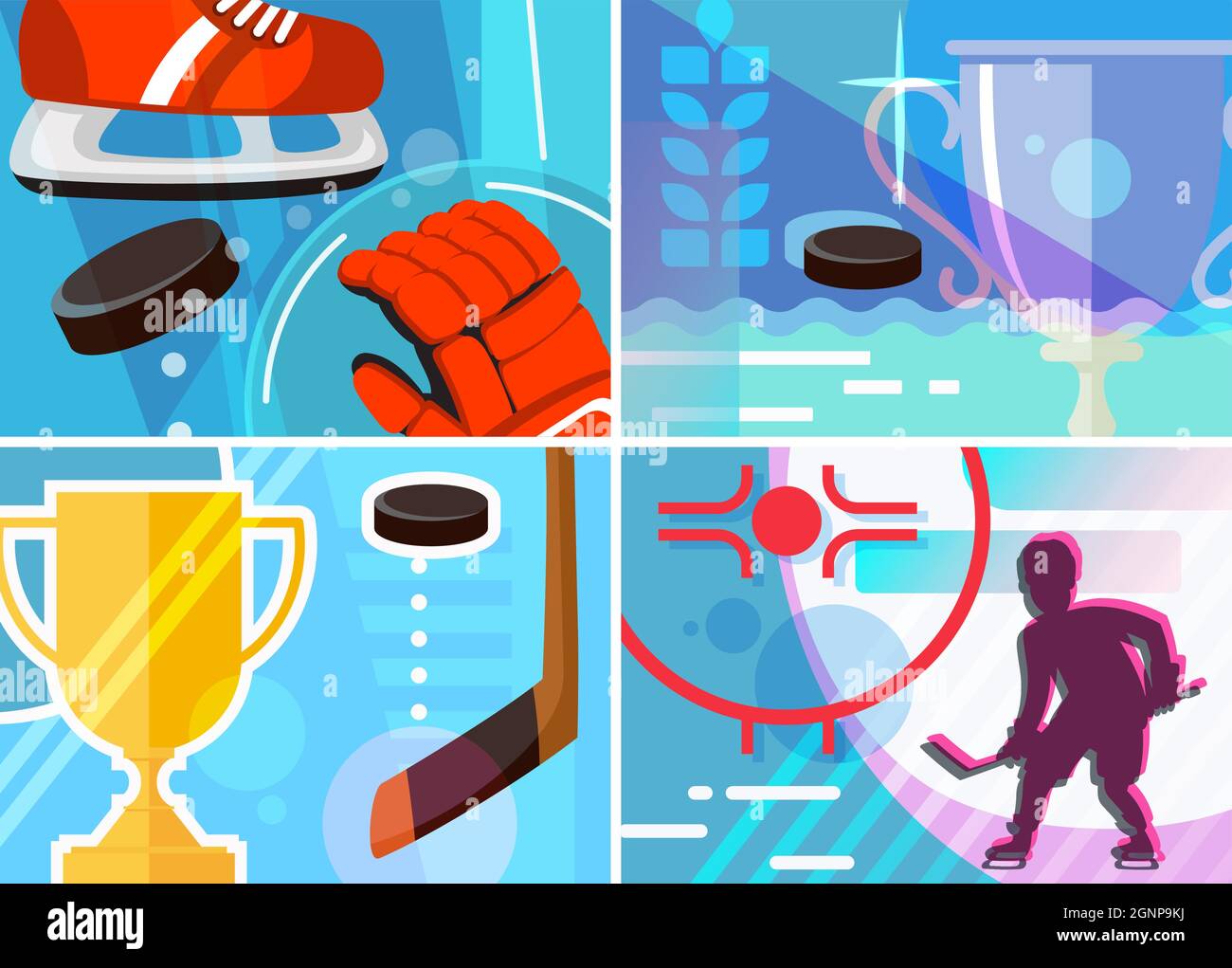 Collection of hockey banners. Different sport placard designs Stock ...