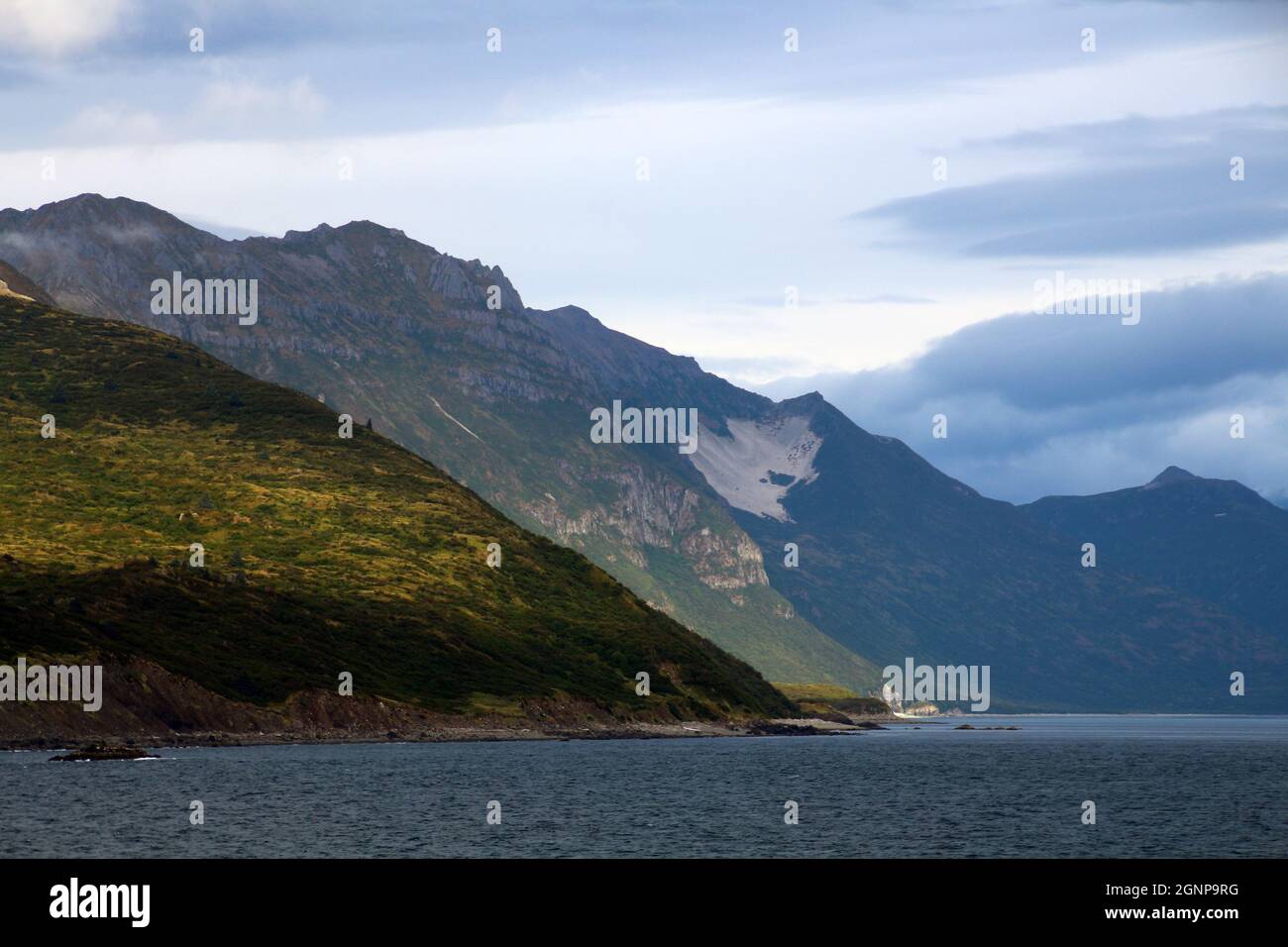 Coastal landscape near the Kukak Bay, Alaska, United States Stock Photo ...