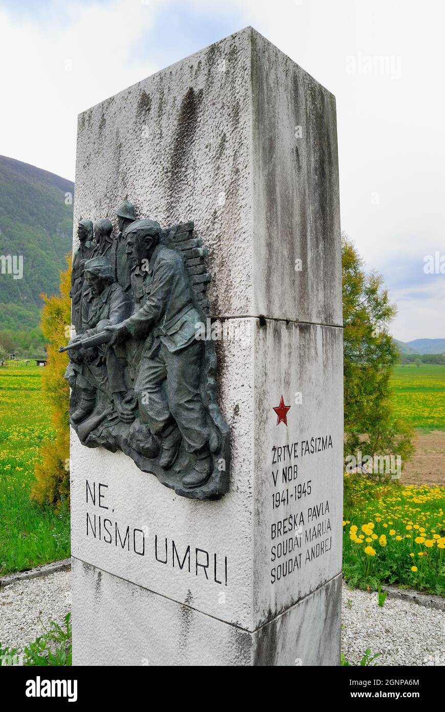 Slovenia, Staro Selo village, monument to WWII Yugoslav partisans Stock ...