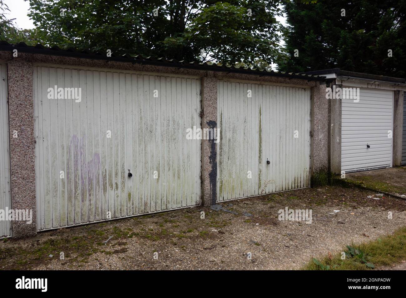 A Collection of Block of Garages Council Owned in England Stock Photo ...