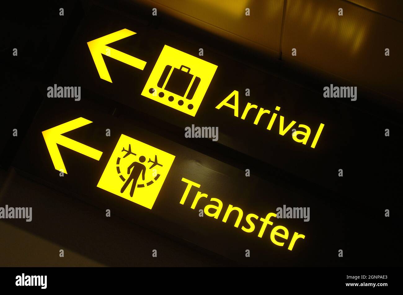 Direction signs in an airport, Singapore Stock Photo - Alamy