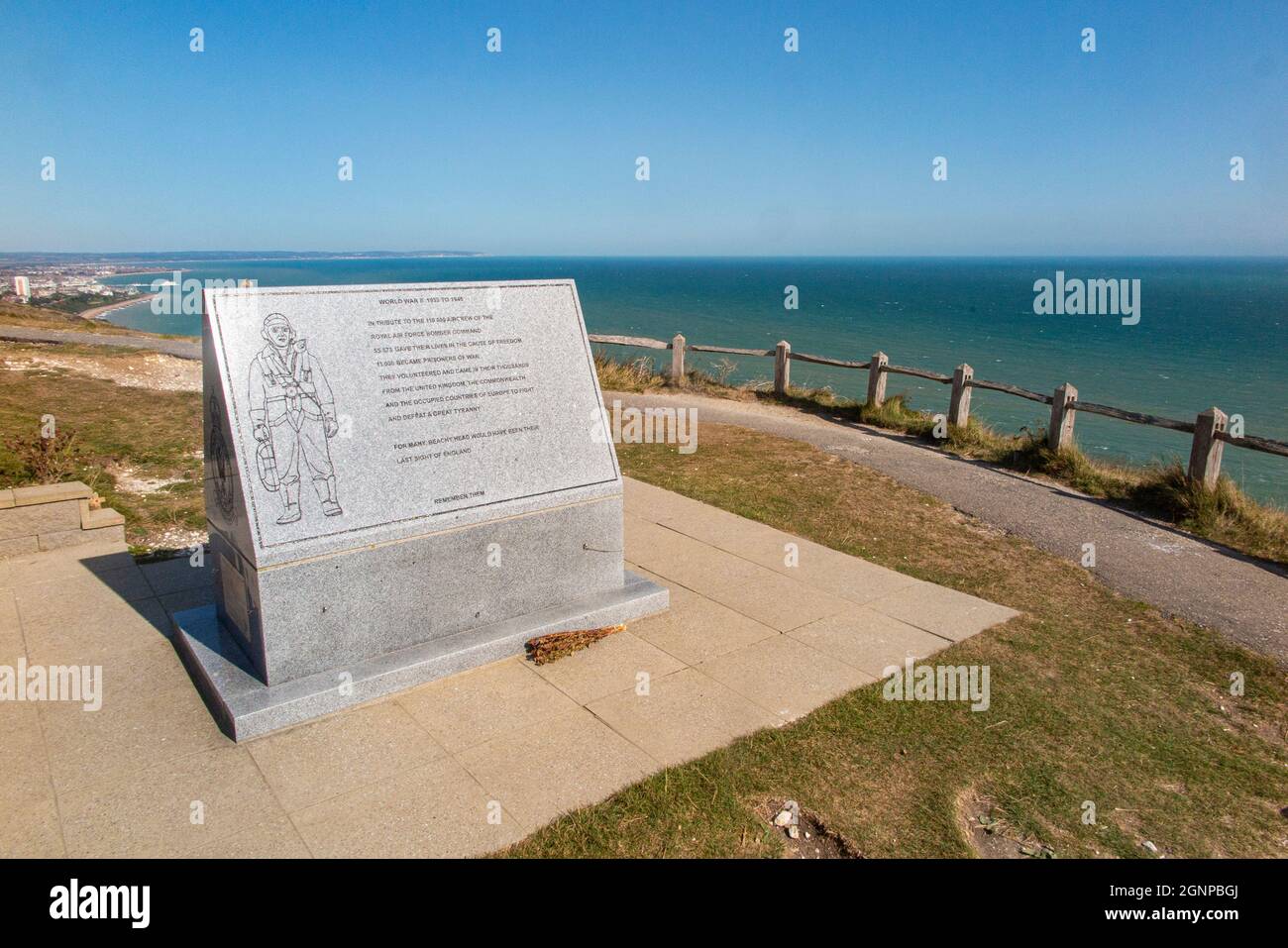 Beachy Memorial to RAF Bomber Command on the clifftop by Beachy Head ...