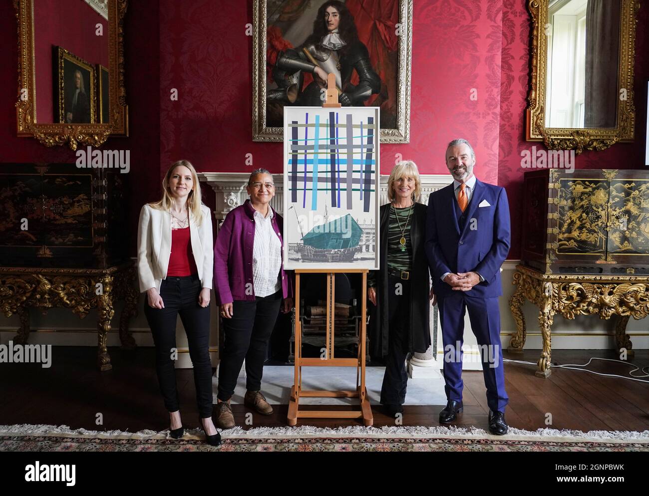 Julia Lopez MP, Lubaina Himid CBE with her new work which has been ...
