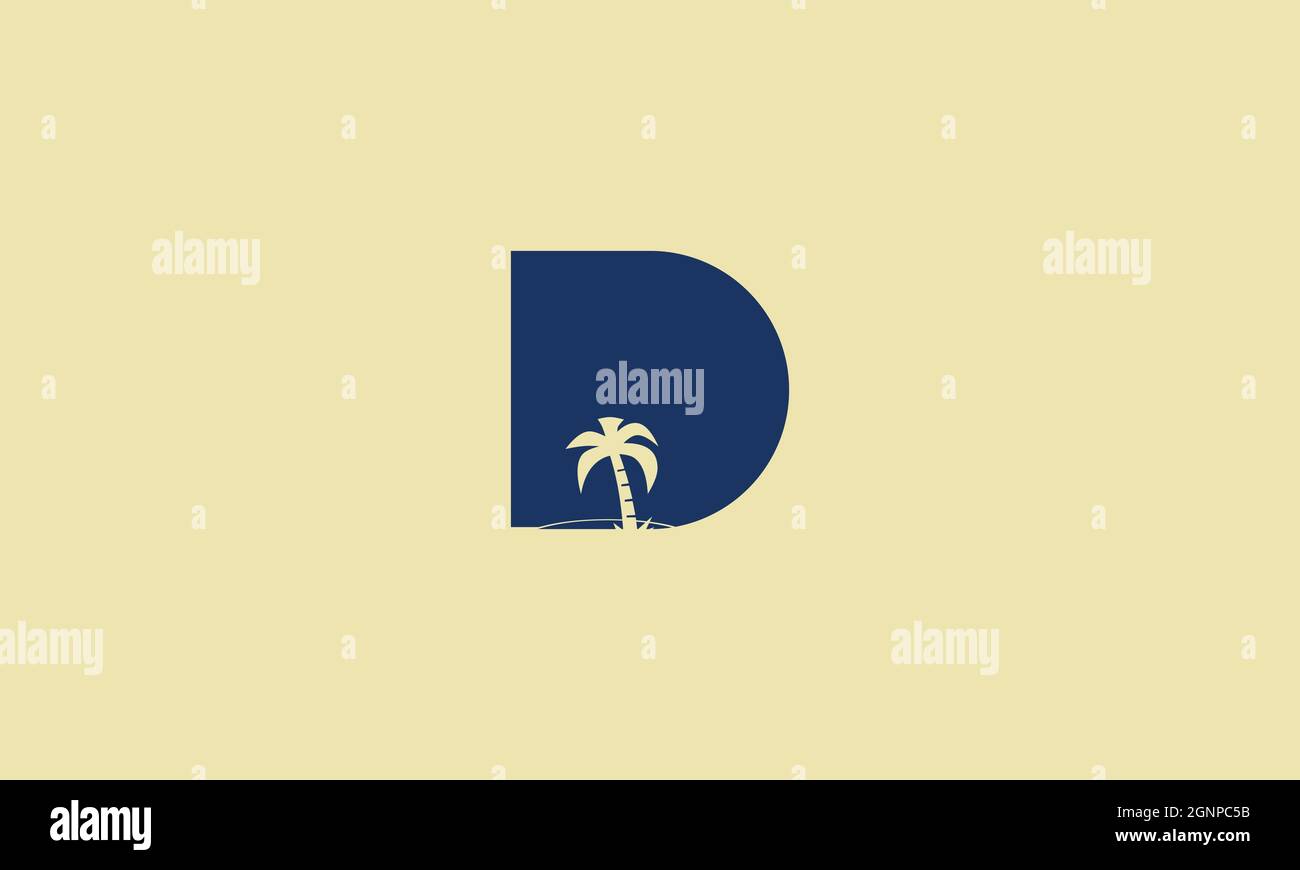LETTER D WITH PALM TREE ICON LOGO DESIGN FOR ILLUSTRATION USE Stock ...